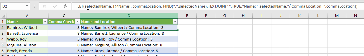 LET Function in Excel: A Name Parsing Example - Macrordinary