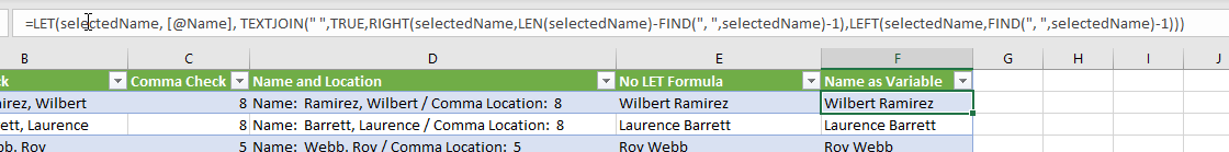 LET Function in Excel: A Name Parsing Example - Macrordinary